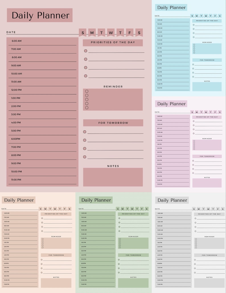 Digital and Printable Daily Planner - Etsy
