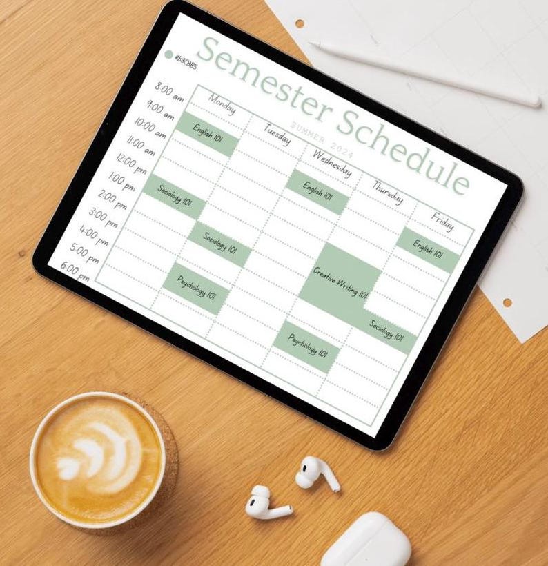 School Schedule Planner, Academic Planner, Student Organizer, Class ...