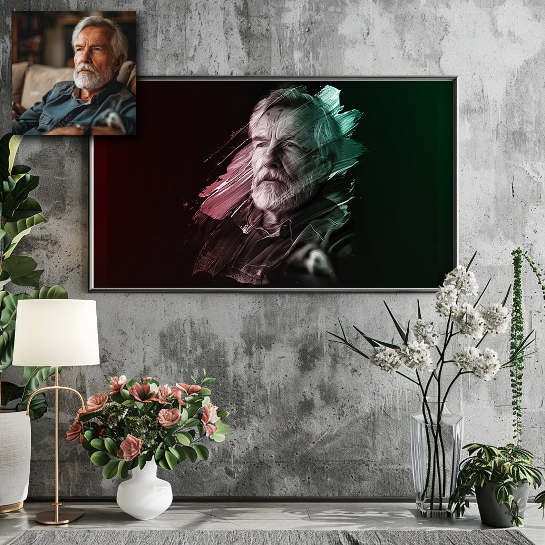 Custom Memorial Portrait Add a Loved One to the Photo, Digital Oil ...
