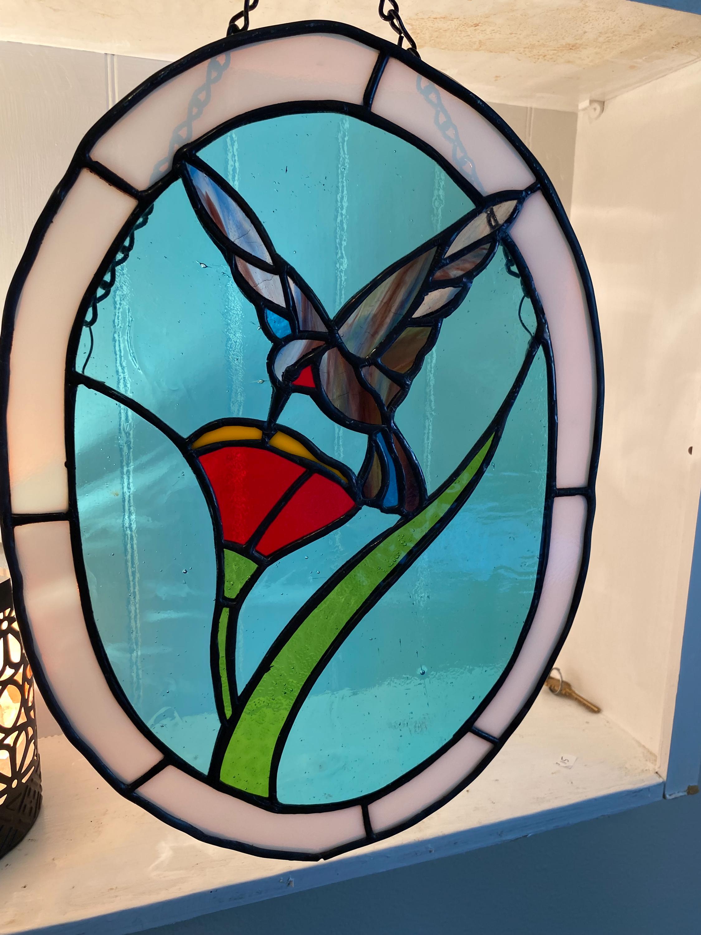 Stained Glass Ruby-throated Hummingbird Suncatcher - Etsy