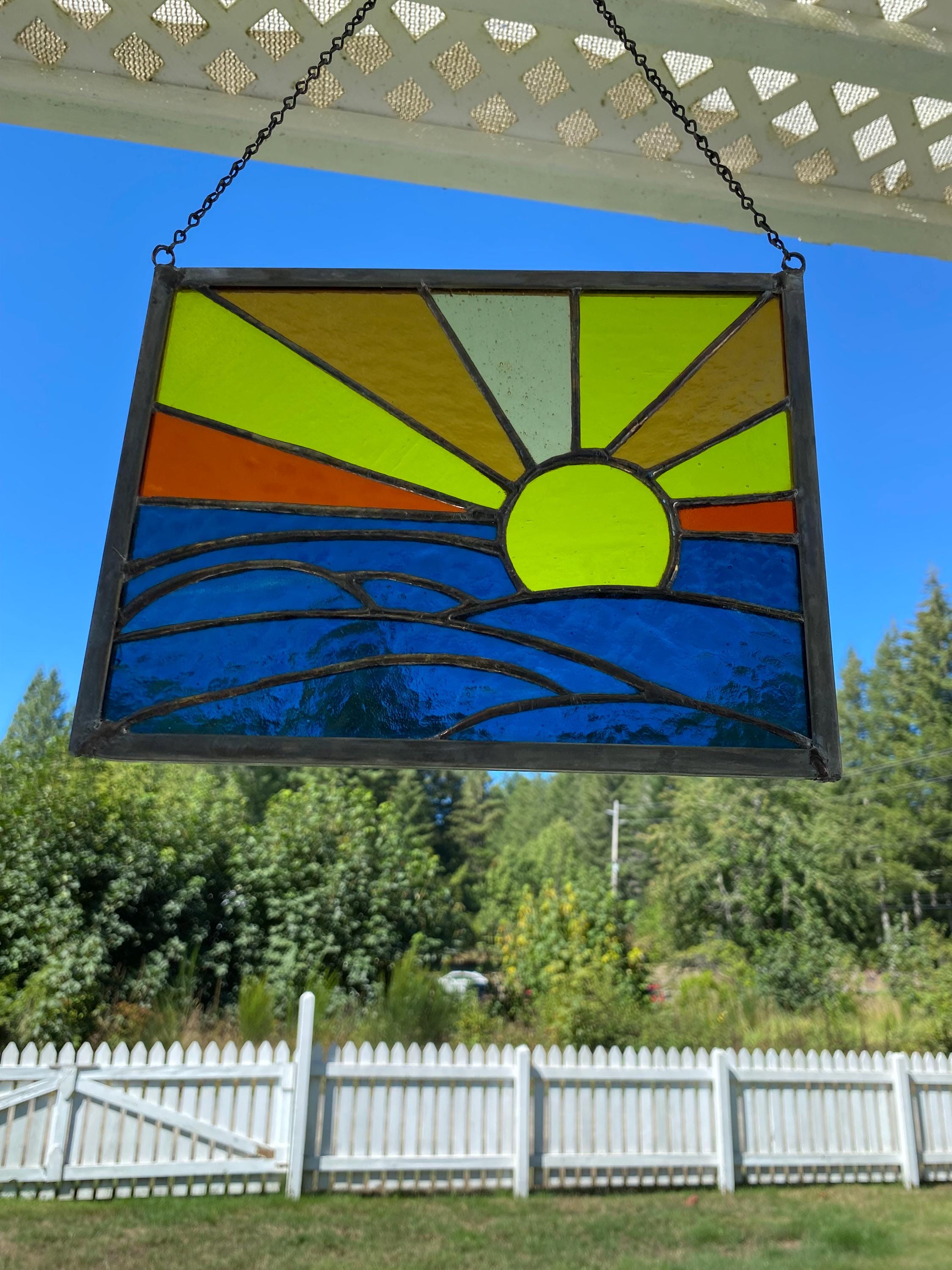 Stained Glass Sunset Suncatcher - Etsy