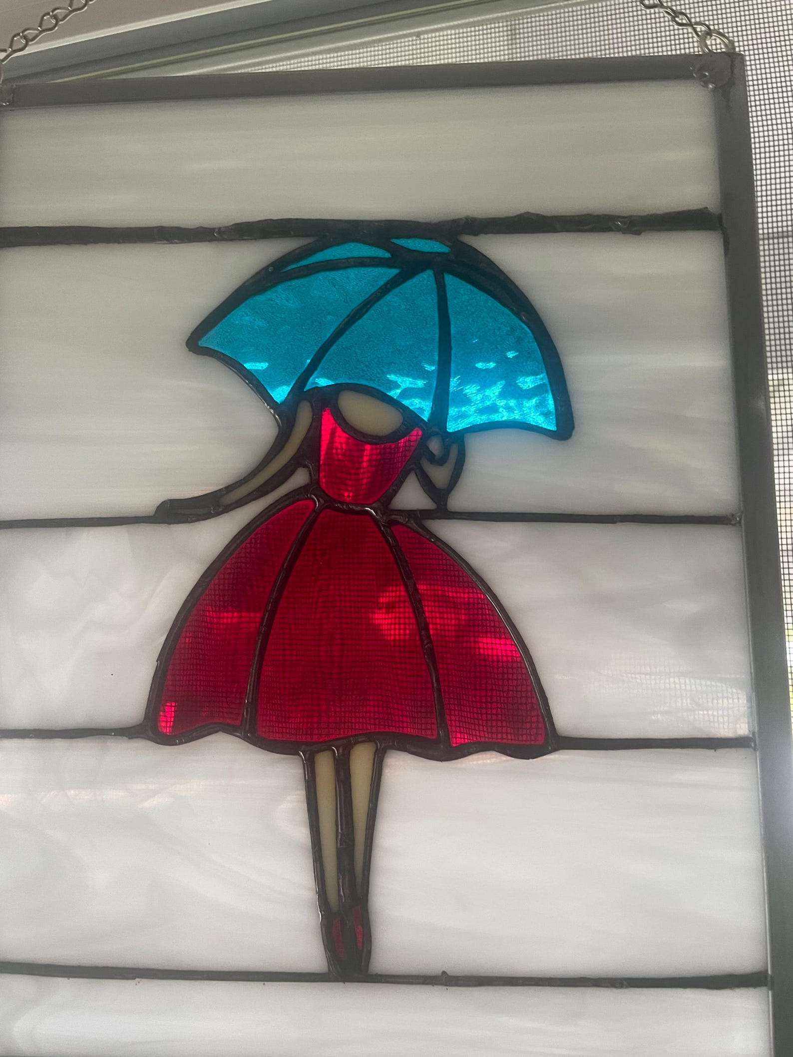 Stained Glass Girl With Umbrella Suncatcher - Etsy