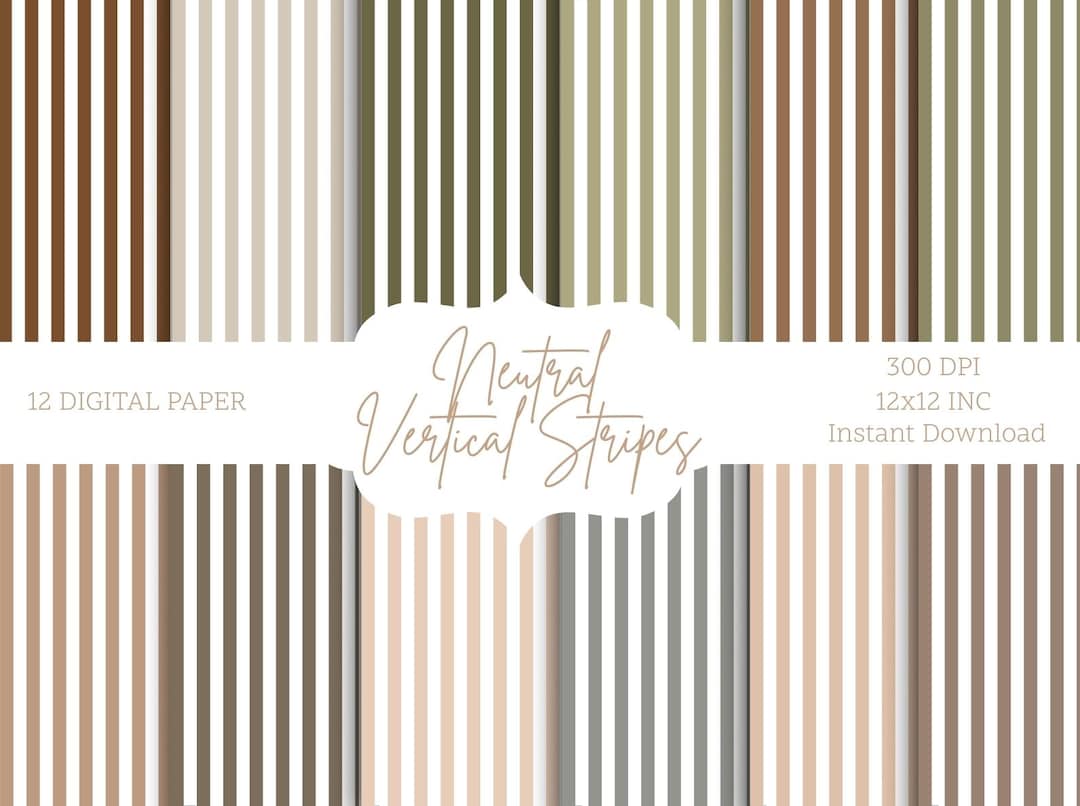 Neutral Stripes Digital Paper, Minimal Beige Brown Stripe Patterns ...