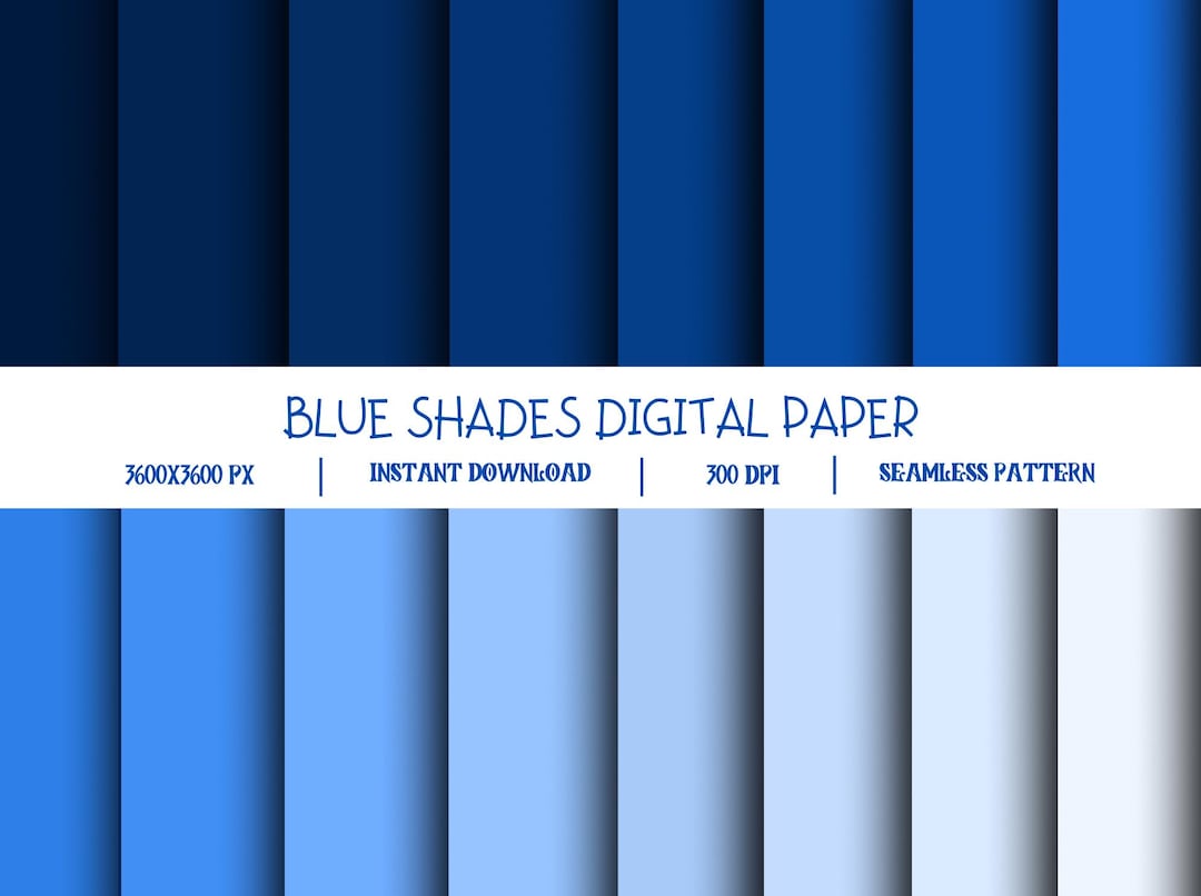 16 Shades of Blue Digital Paper Pack | 12x12 Inch High-resolution ...