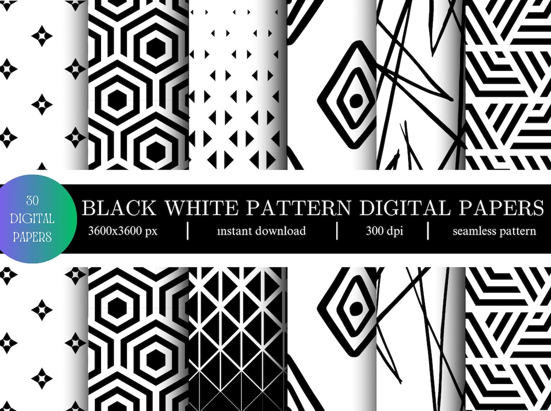 Black-white Digital Paper Pack, Digital Printing, Digital Papers ...
