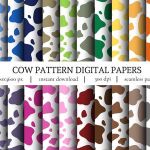 Cow Print Digital Paper Pack, Seamless Animal Patterns, Farm Theme ...