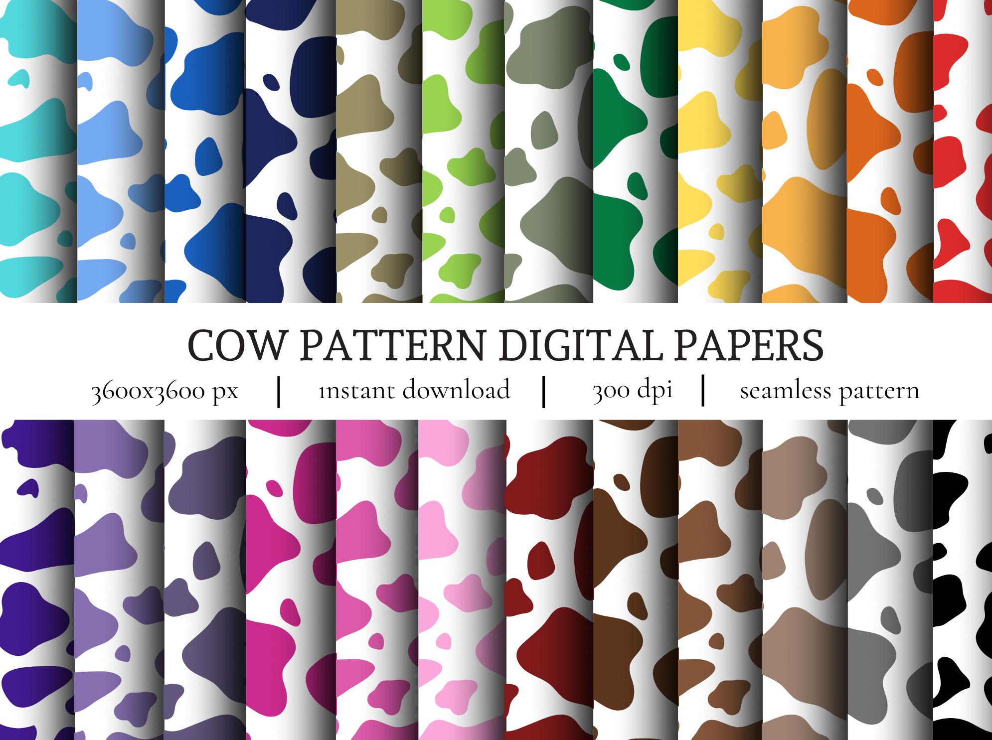 Cow Print Digital Paper Pack, Seamless Animal Patterns, Farm Theme ...