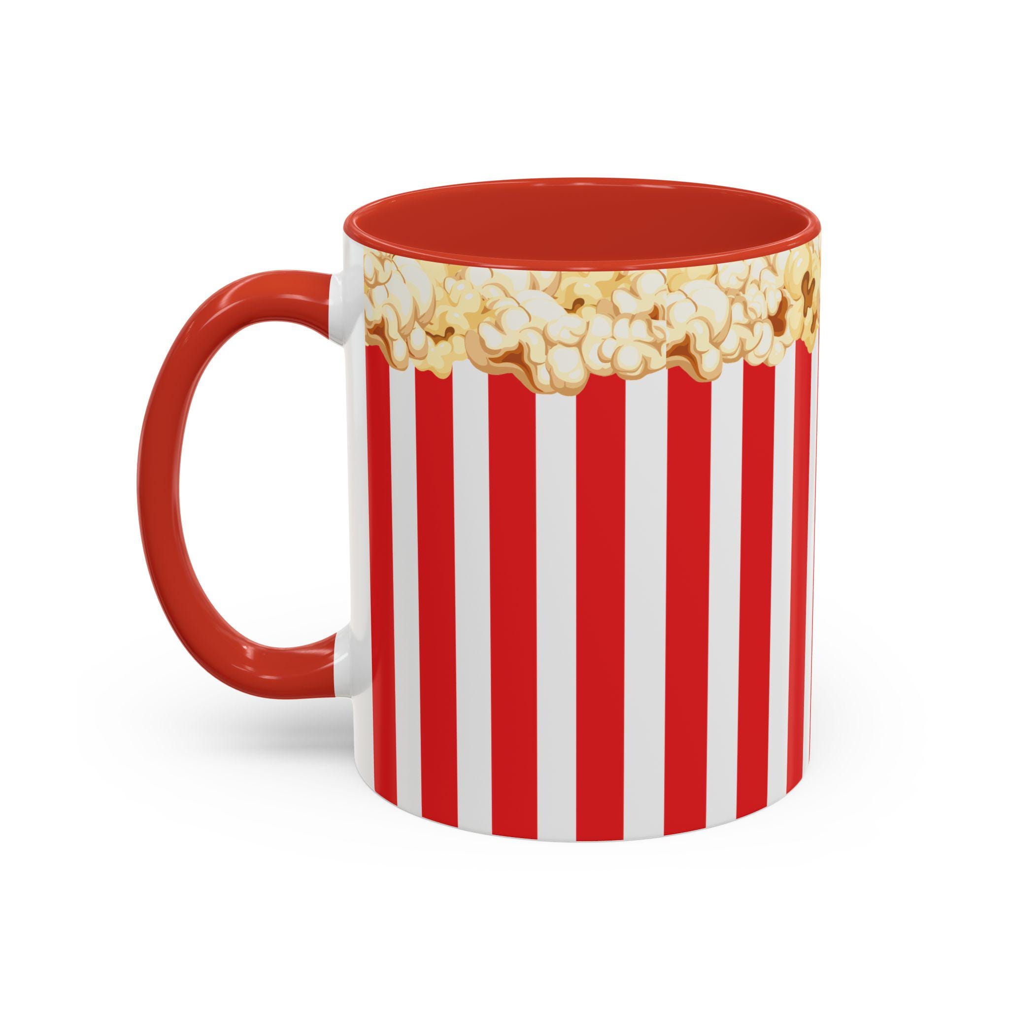 Retro Popcorn Mug Fun Movie Night Gift, Red and White Striped Design ...