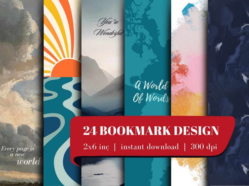 Unique Digital Bookmarks, Printable Bookmark, High-quality Design ...