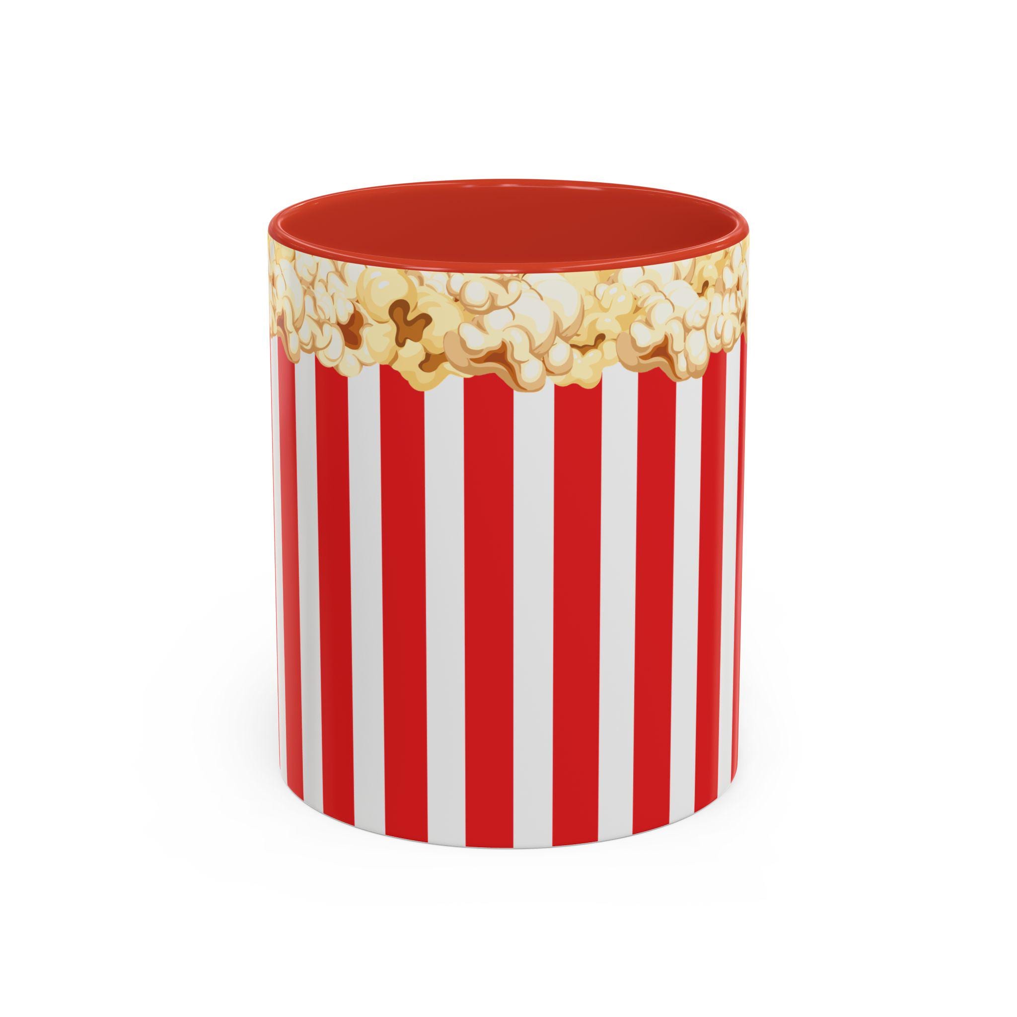 Retro Popcorn Mug Fun Movie Night Gift, Red and White Striped Design ...