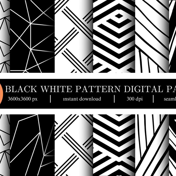Black and White Digital Papers - Etsy