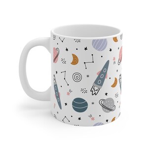 Space Themed Rocket and Planets Mug Fun Astronomical Design Perfect ...