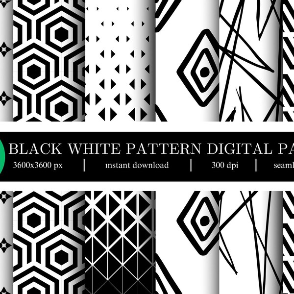 Black and White Digital Papers - Etsy