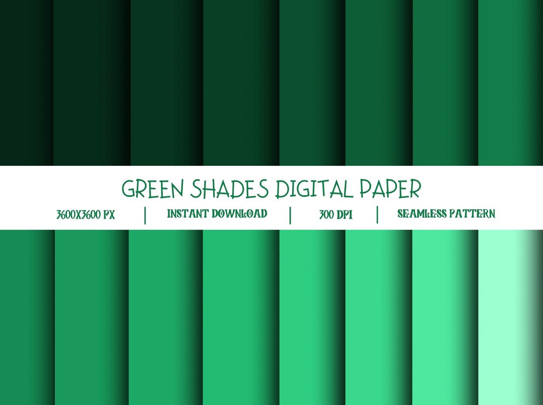 16 Shades of Green Digital Paper Pack | 12x12 Inch High-resolution ...