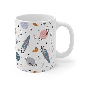 Space Themed Rocket and Planets Mug Fun Astronomical Design Perfect ...
