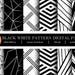 Black-white Digital Paper Pack, Minimalist Design, Seamless Patterns ...