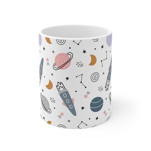 Space Themed Rocket and Planets Mug Fun Astronomical Design Perfect ...