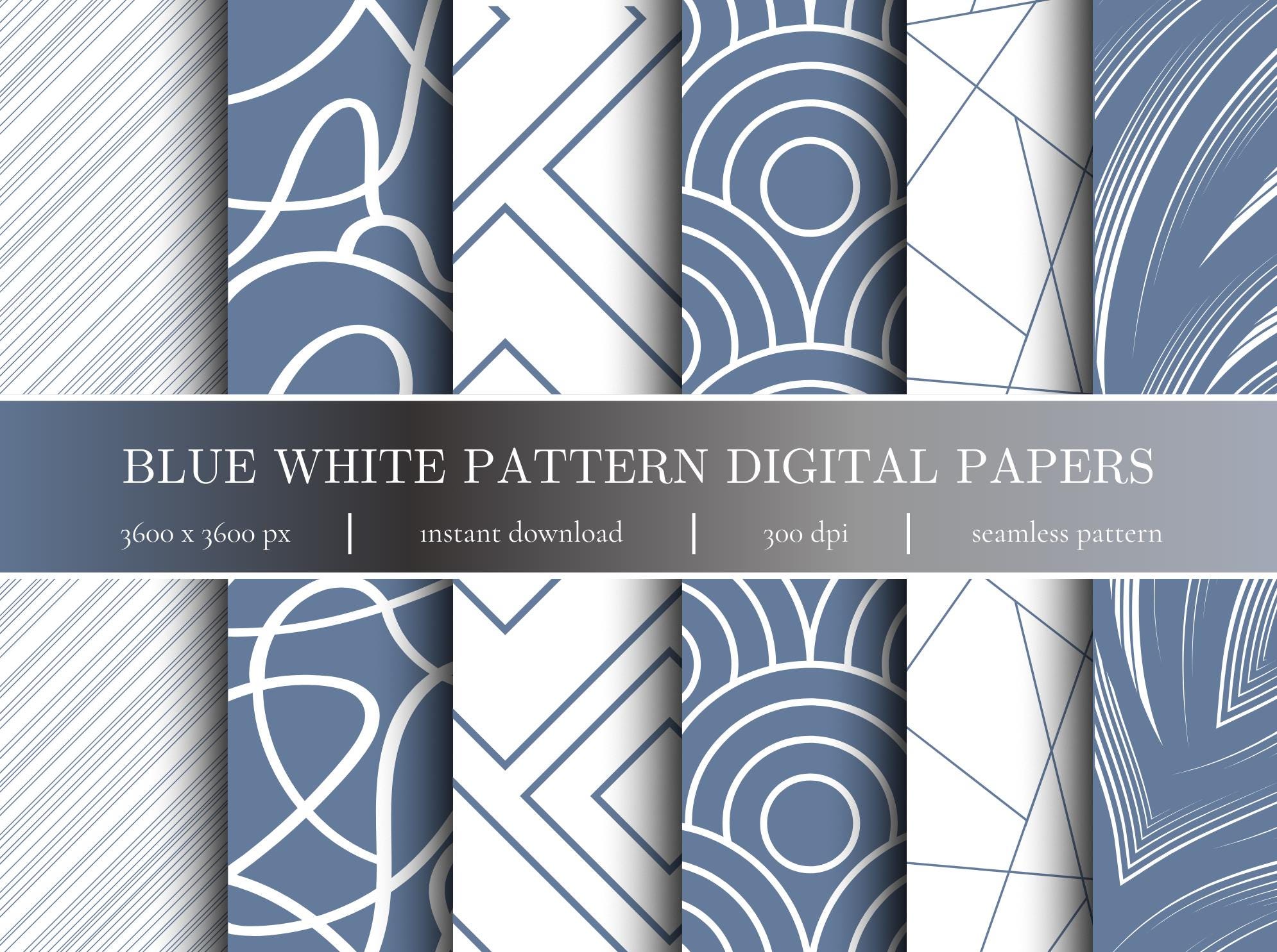 15 Blue-white Digital Paper Pack | Instant Download | High Resolution ...