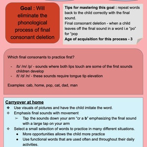 Speech Therapy Goal Guide - Etsy
