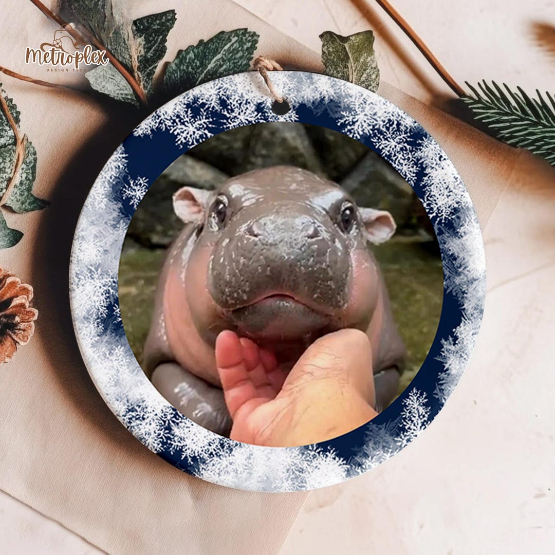 Cute Moo Deng Ornament, I Love Moo Deng Ornament, Cute Baby Hippo Moo ...