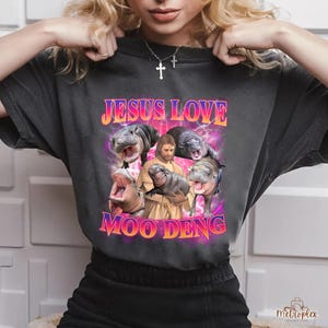 Moo Deng Jesus Shirt, Trending Moo Deng Hippo Tee, Unique Shirt Gift ...