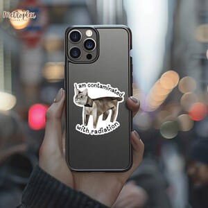I Am Contaminated Funny Cat Meme Sticker, Ironic Low Poly Feline Sticker for Water Bottle, Oddly ...