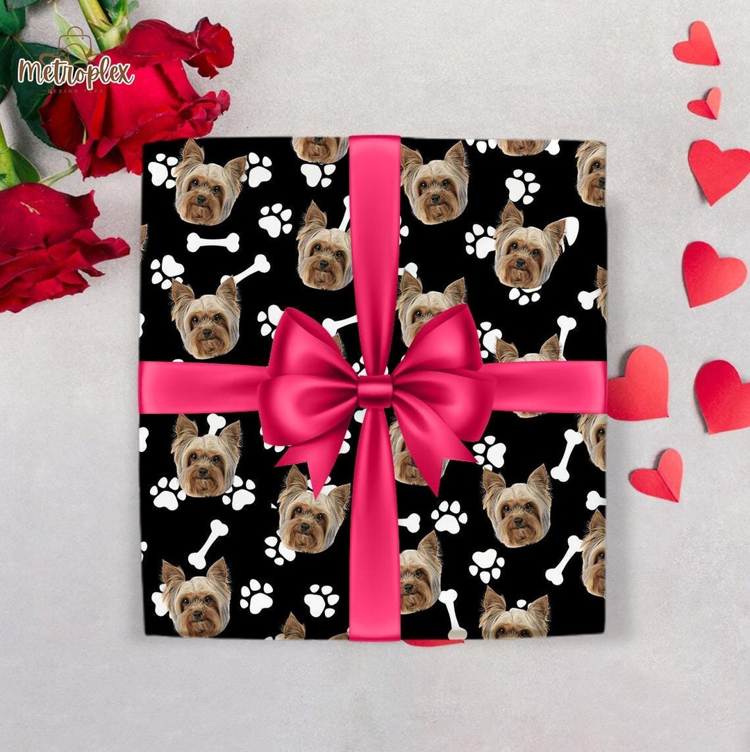Custom Pet Face Present Wrapping Paper, Funny Dog Photo Custom Gift ...