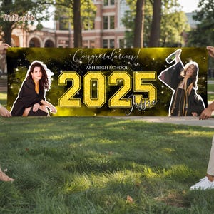 Graduation Banner With Photos, Graduation Party Decorations 2025, Class ...