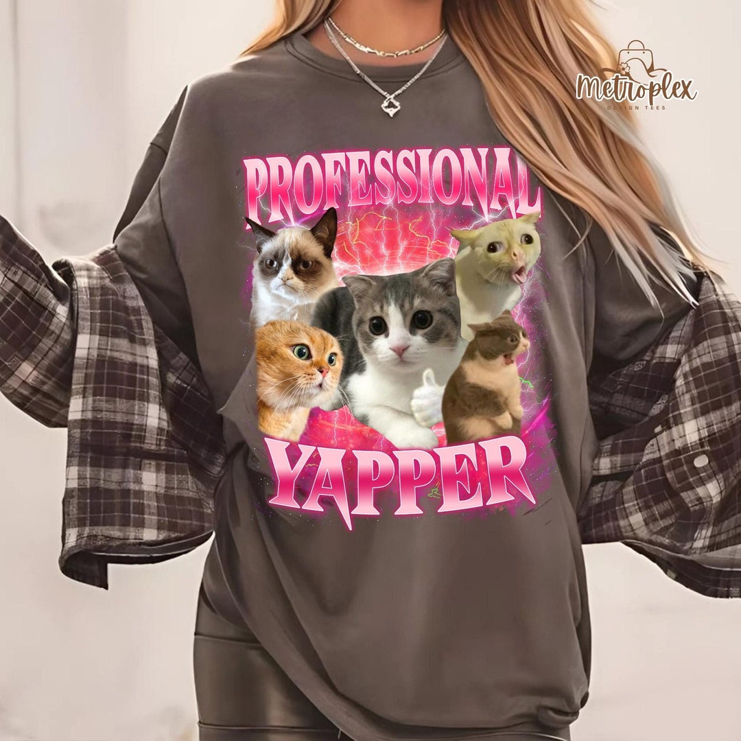 Professional Yapper Funny Cat Meme Shirt, Retro Vintage Pet Goofy Ahh ...