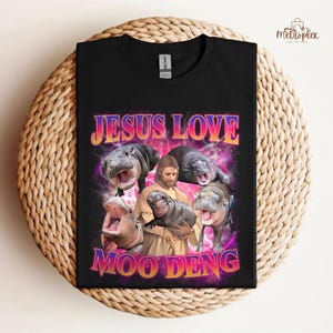 Moo Deng Jesus Shirt, Trending Moo Deng Hippo Tee, Unique Shirt Gift ...