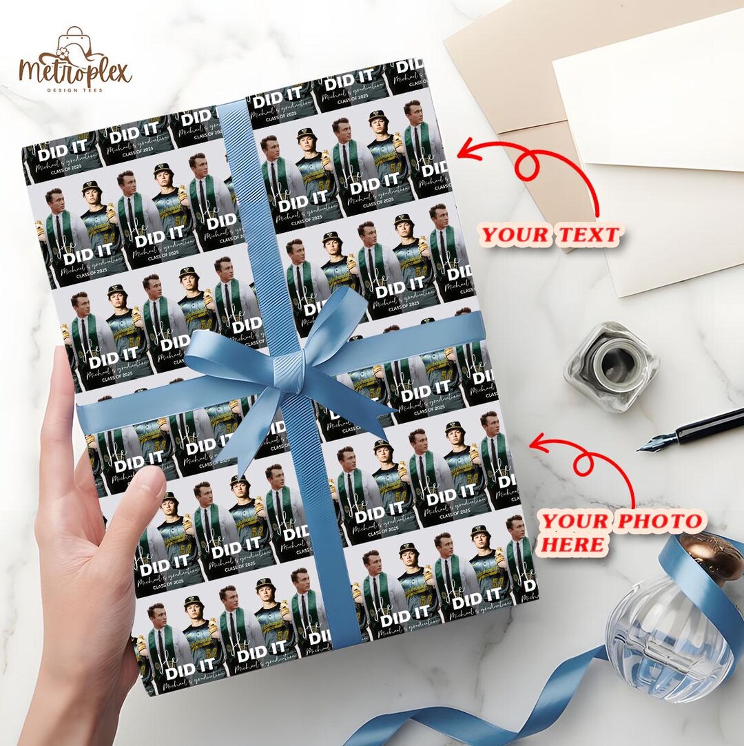 Personalized Graduation Gift Wrap Custom Photo Class of 2025 Matte ...