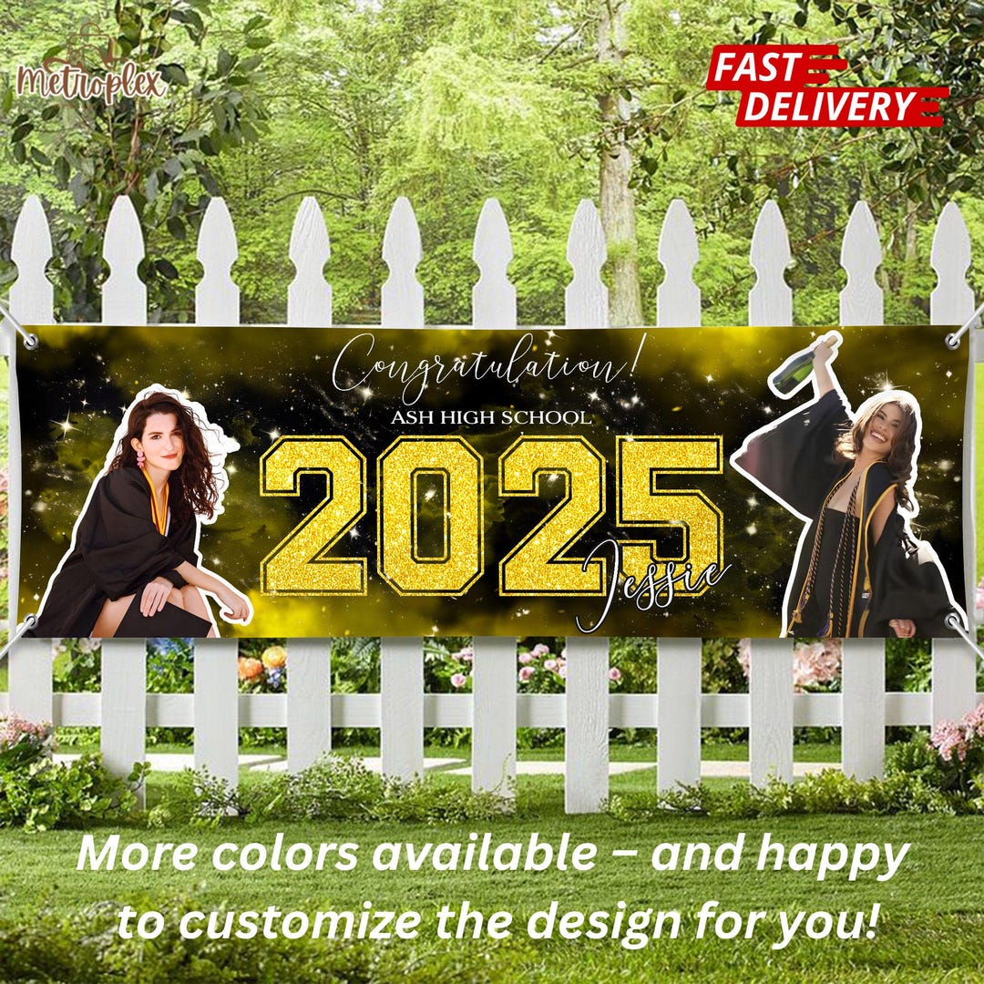 Graduation Banner With Photos, Graduation Party Decorations 2025, Class ...