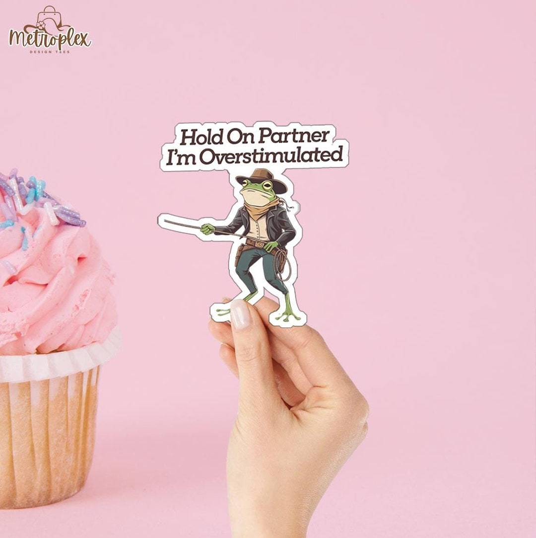 Hold on Partner I'm Overstimulated Sticker for Water Bottle, Funny Frog ...