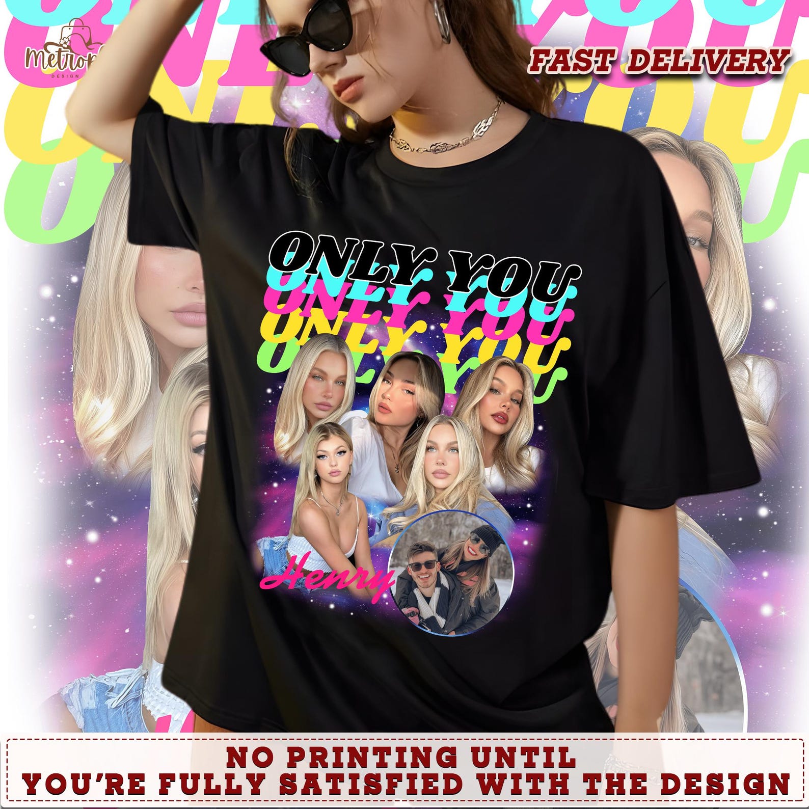 Custom Shirt With Girlfriend Face, Personalized Collage Photo Vintage ...