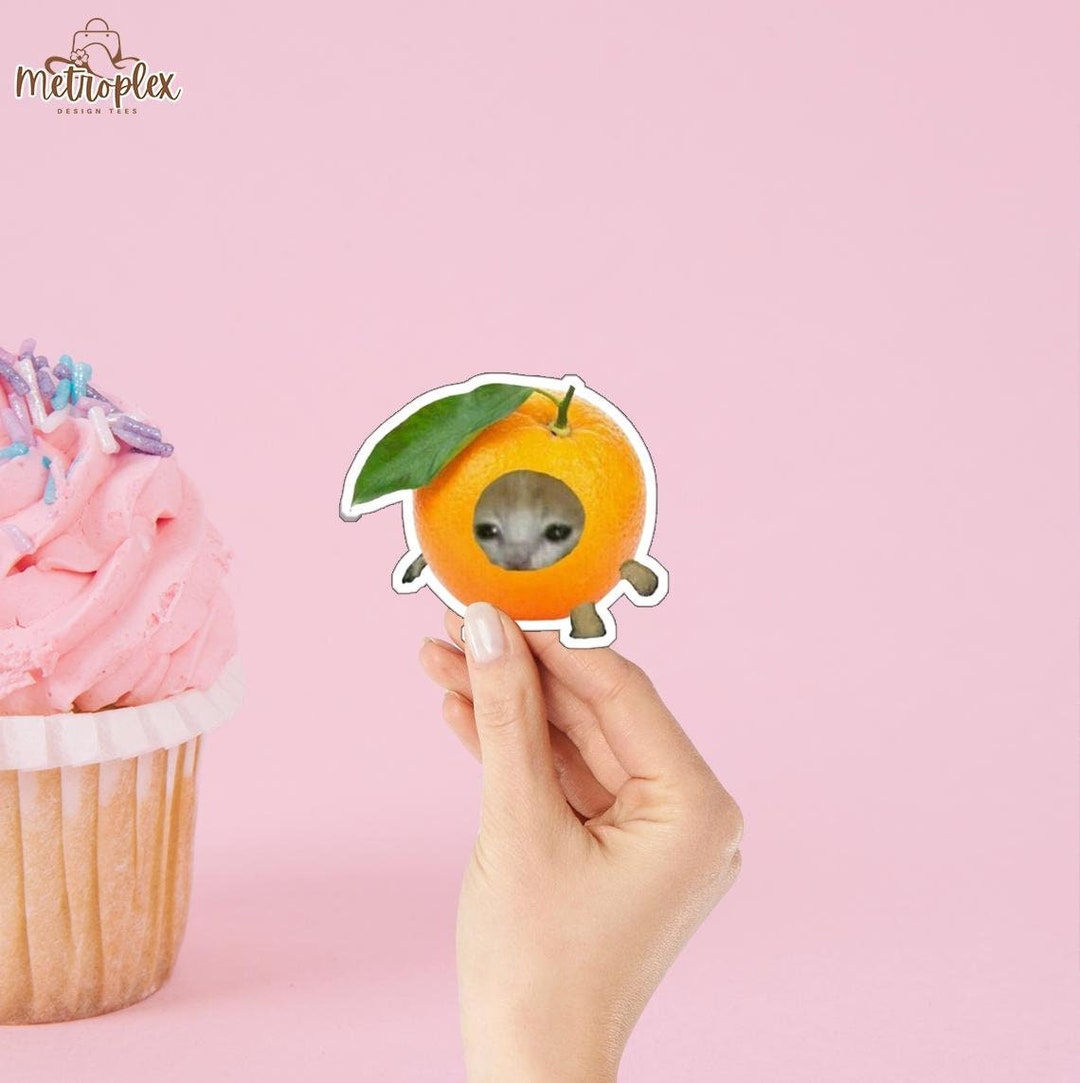 Fruit Cat Meme Sticker for Water Bottle, Crying Banana Cat Meme Sticker ...