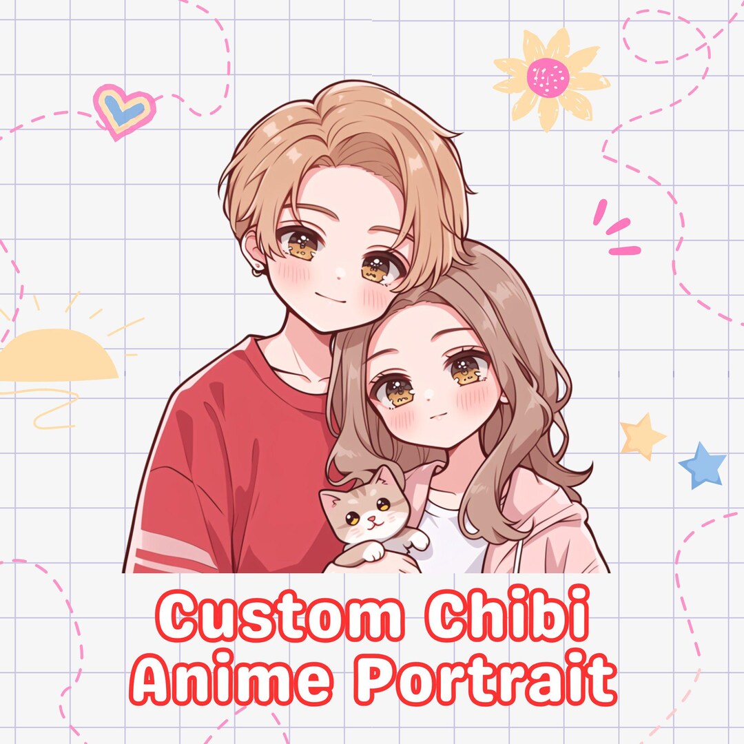 Custom Chibi Portrait Commission Couple Portrait Family Portrait Couple ...