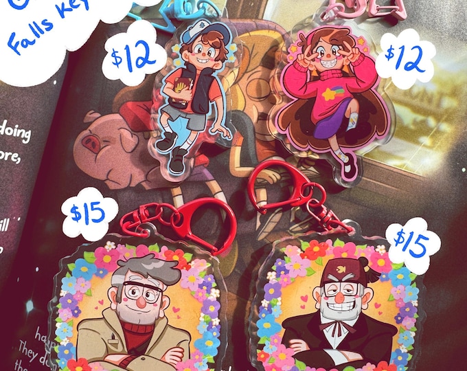 Gravity Falls Mystery Twins | Double-sided Acrylic Keychains | Dipper ...