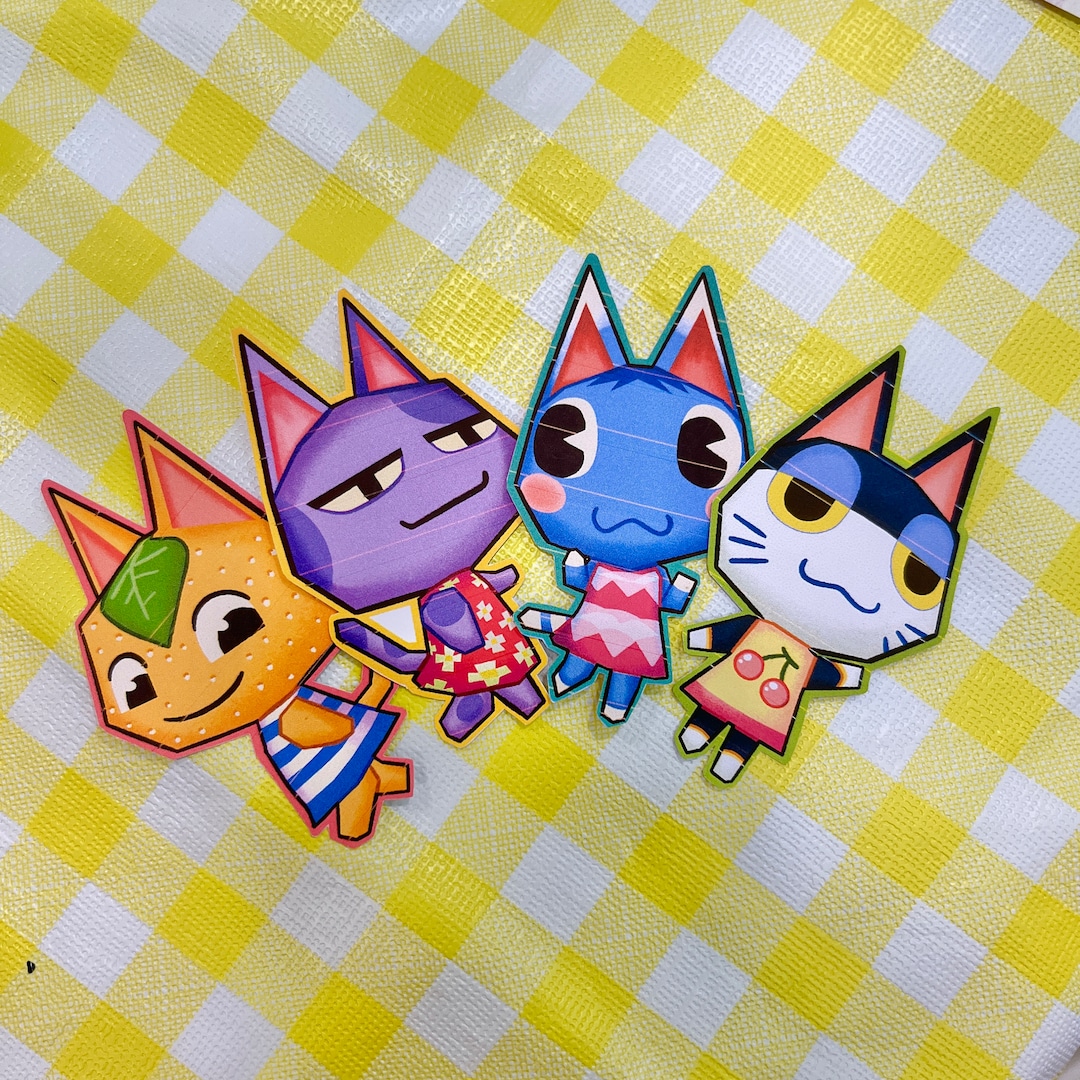 Animal Crossing Cat Villager Villager Vinyl Stickers Tangy, Bob, Rosie ...