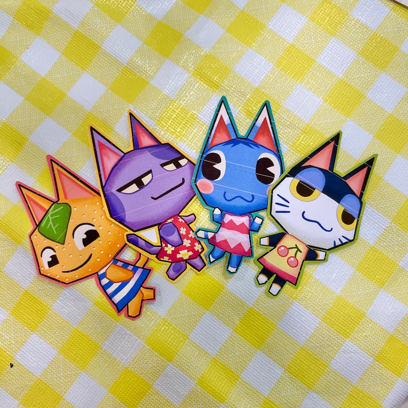 Animal Crossing Cat Villager Villager Vinyl Stickers Tangy, Bob, Rosie ...