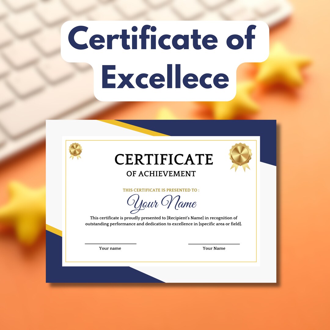 Certificate of Excellence PDF File - Etsy