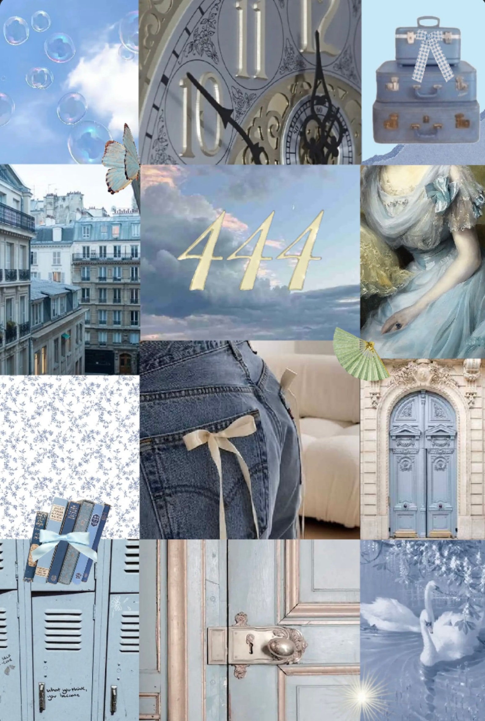 Light Blue Aesthetic With 444 Angel Number iPhone Wallpaper - Etsy