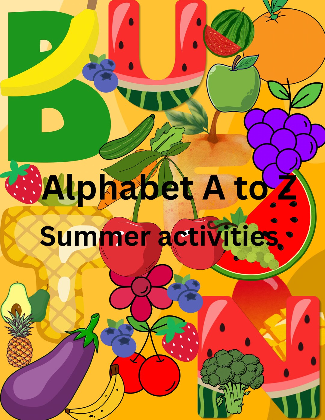 Alphabet A to Z Summer Activities ABC Coloring Book Preschool Coloring ...
