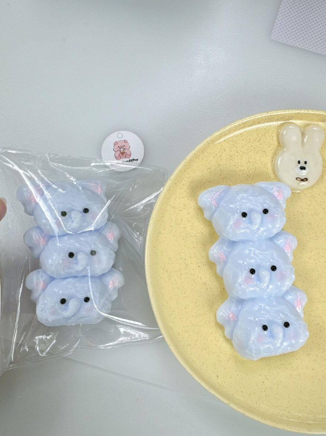Cute Elephant Trio Stick Taba Squishy Toy, Soft Stress Relief, Kawaii ...