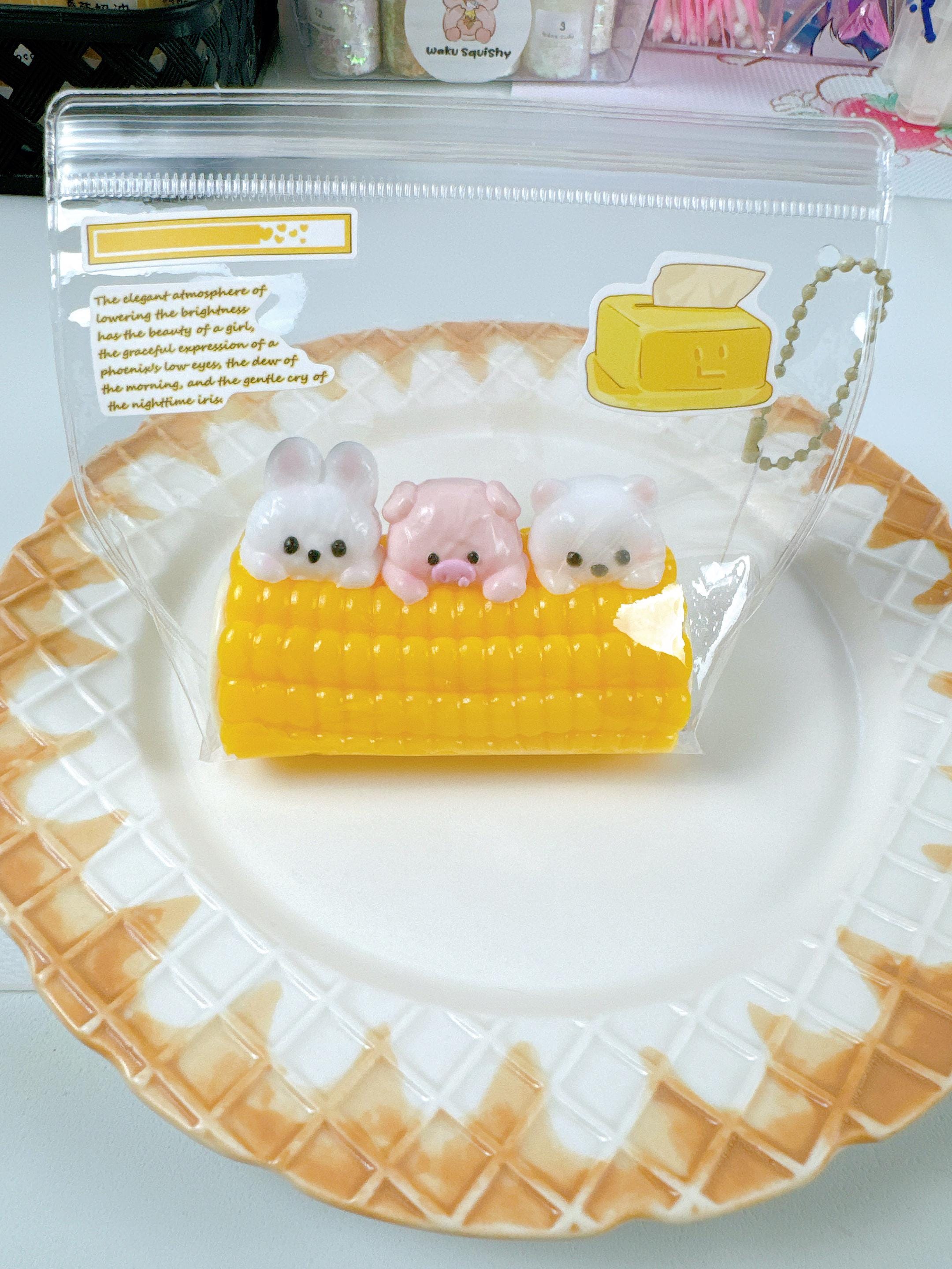 Cute Animals on the Corn Taba Squishy Toy, Soft Stress Relief, Kawaii ...