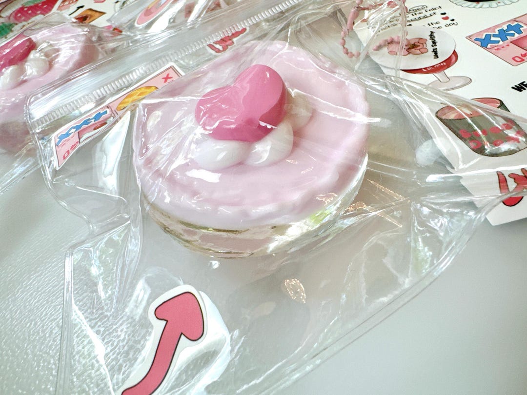 Pink Cake With Clear Body Taba Squishy Toy, Soft Stress Relief, Super ...