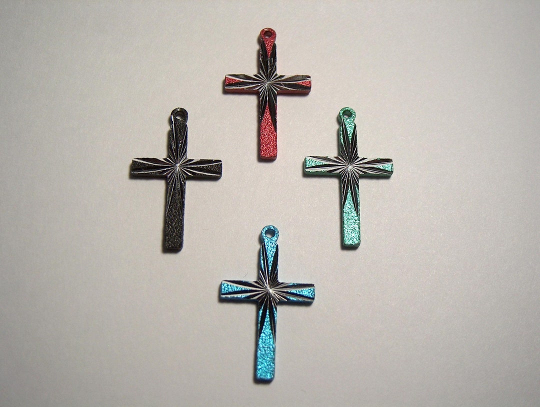 Diamond Cut Anodized Aluminum Cross Charm Turquoise Blue,black,green ...