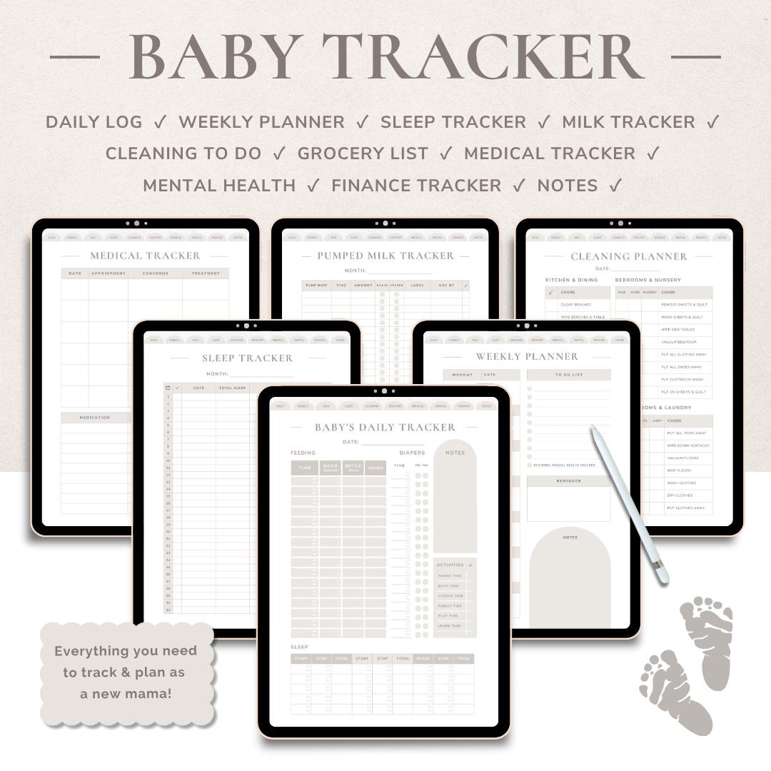 Newborn Baby Tracker & Mum Planner | Printable PDF | Breastfeeding ...