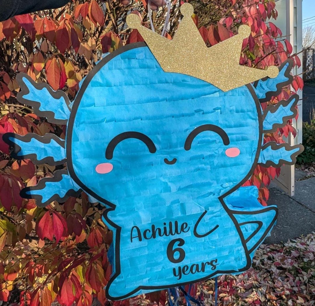 Axolotl Piñata: Kids Birthday Party Game. Axolotl King - Etsy