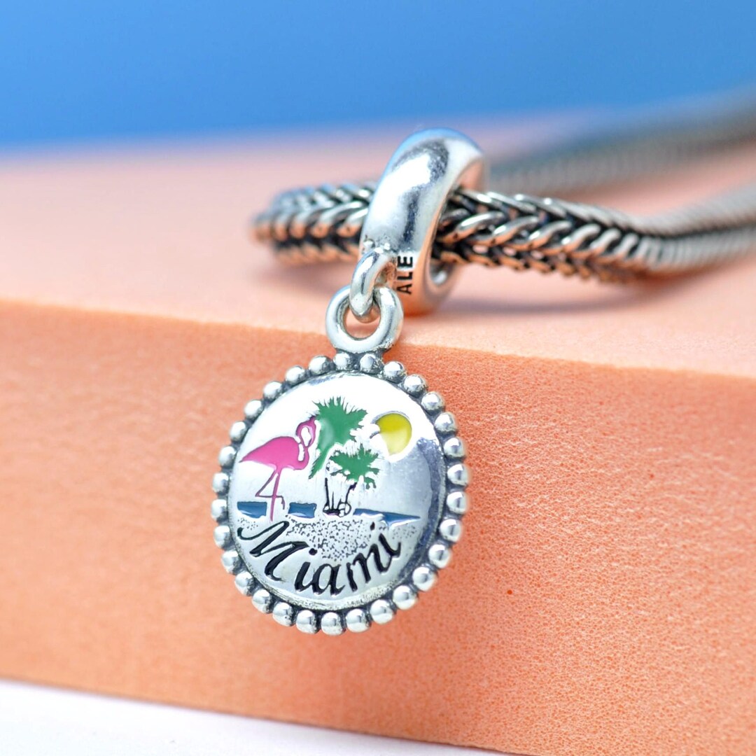 Sterling Silver Exclusive Miami Beach Dangle Charm: Travel Themed ...