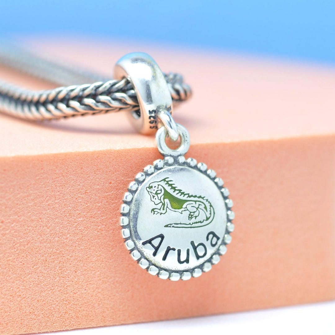 Sterling Silver Exclusive Aruba Iguana Dangle Charm: Travel Themed ...